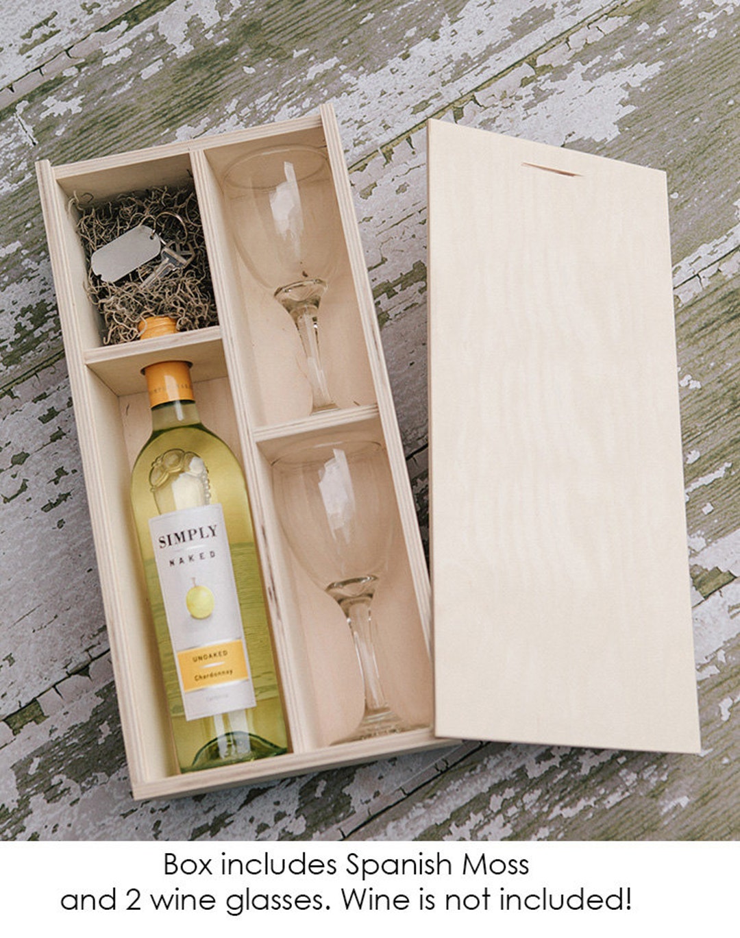 Wine Box With Enough Space for a USB Drive (2 Wine Glasses Included in ...