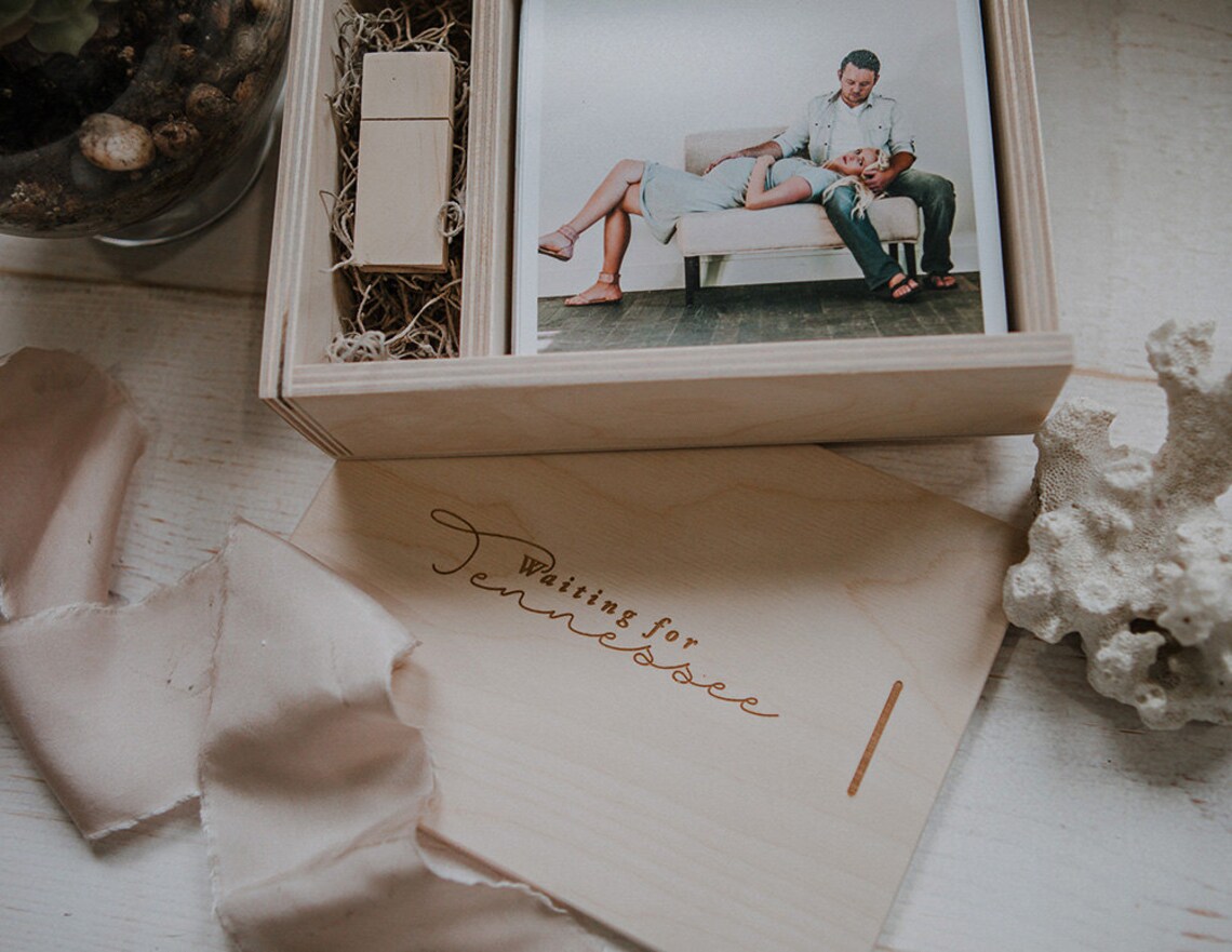 5x5 Wood Print Box With Enough Space for 5x5 Prints and Usb Flash Drive ...