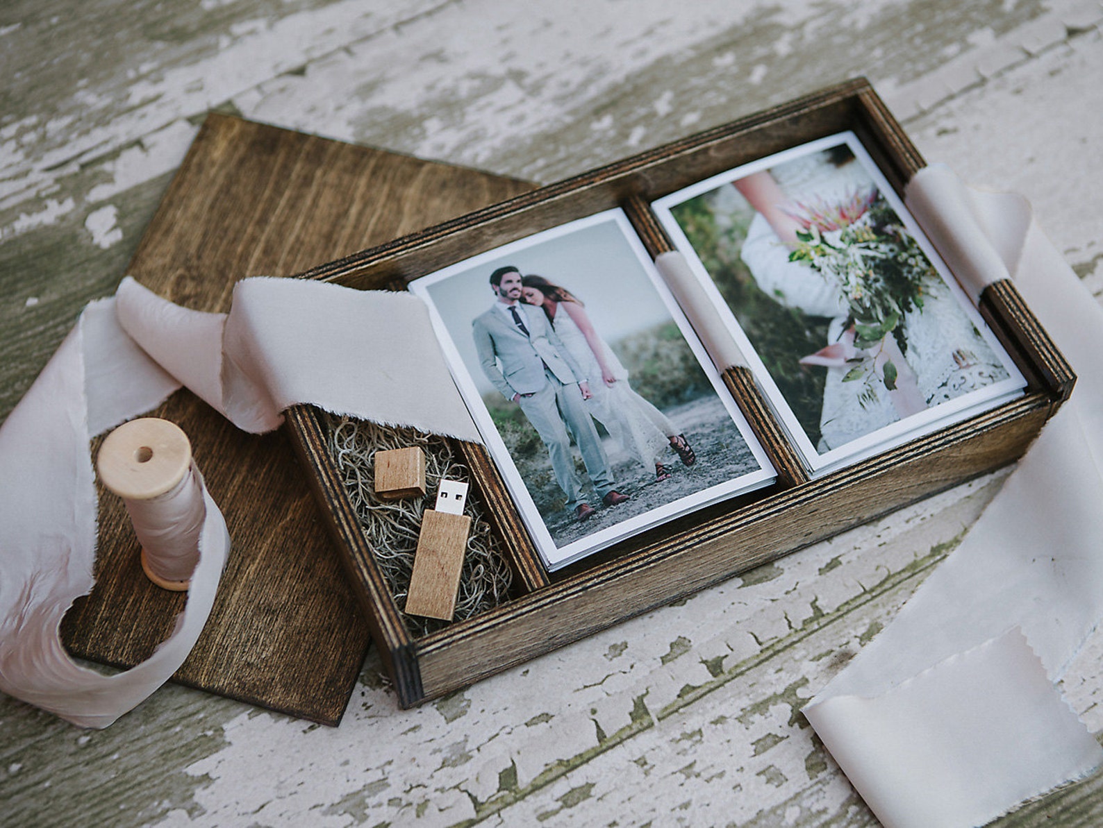 Custom Double 4x6x2.5 - Wood Print Box With and Area for 4x6 Photos and ...