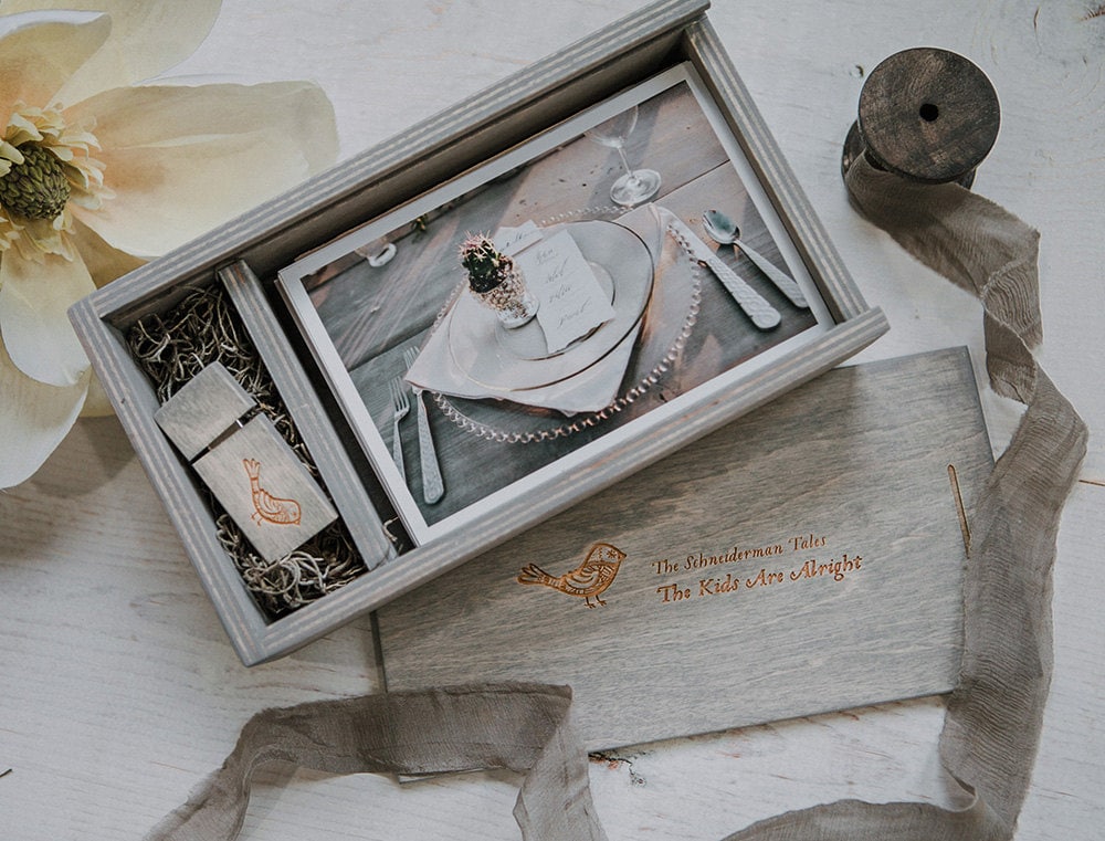 5x7 photo box - (option to add 32gb USB) Wood print box for 5x7 photos ...
