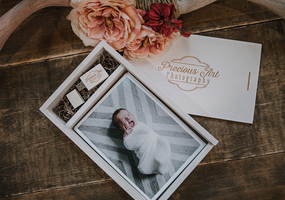 5x7 photo box - (option to add 32gb USB) Wood print box for 5x7 photos ...