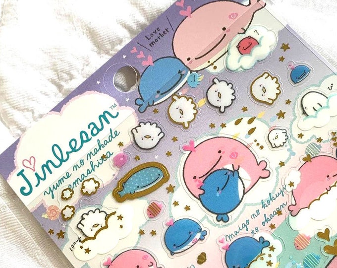 San-x Sticker Sheet Assort Jinbesan 2019 LOVE MOTHER Character Pink Sea ...