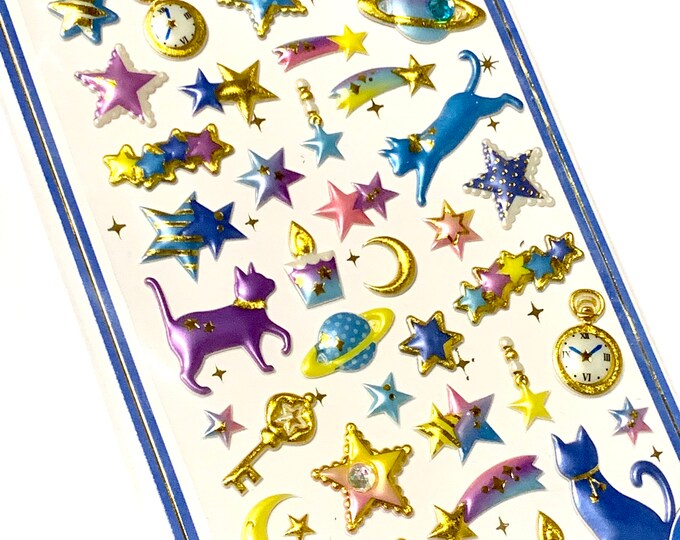 Kawaii Kamio Japan Sticker Sheet Assort: Shiny Pearl Seal Pastel Cats ...