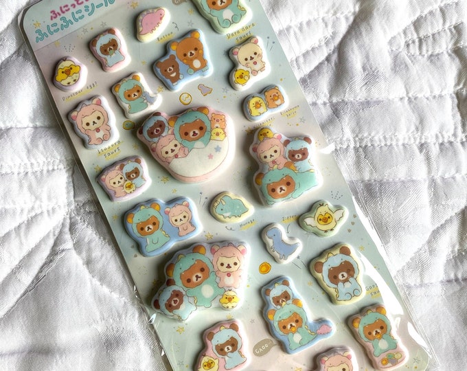 Kawaii Japan Sticker Sheet Assort Puffy Rilakkuma 2020 Pastel Dinosaur ...