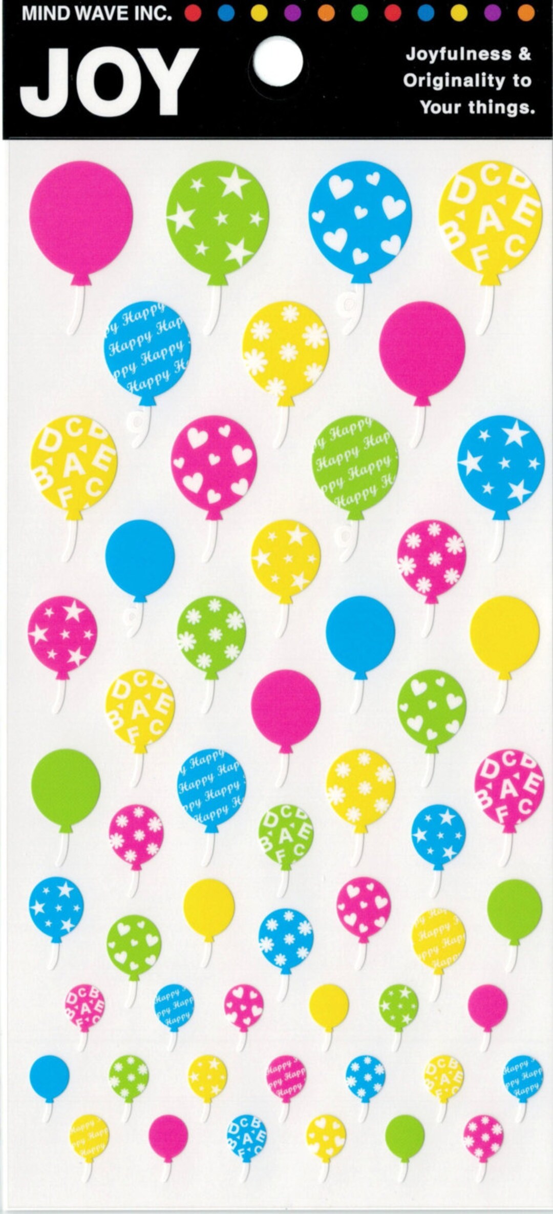 Kawaii Japanese Sticker Sheet: Joy Series 4 Size Mind Wave Balloons ...