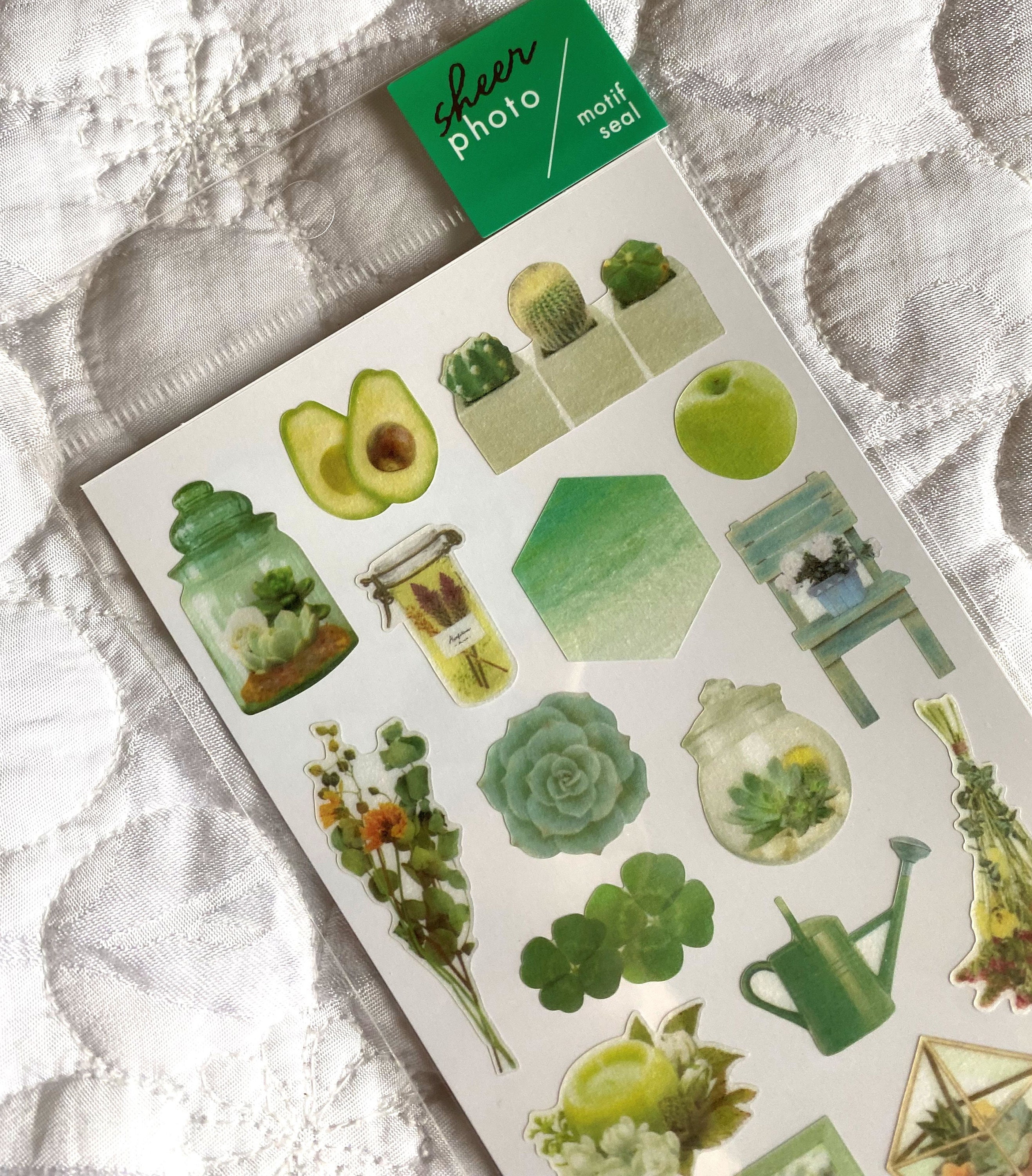 Japan Sticker Sheet Assort: Sheer Photo Series Japanese GREEN | Etsy