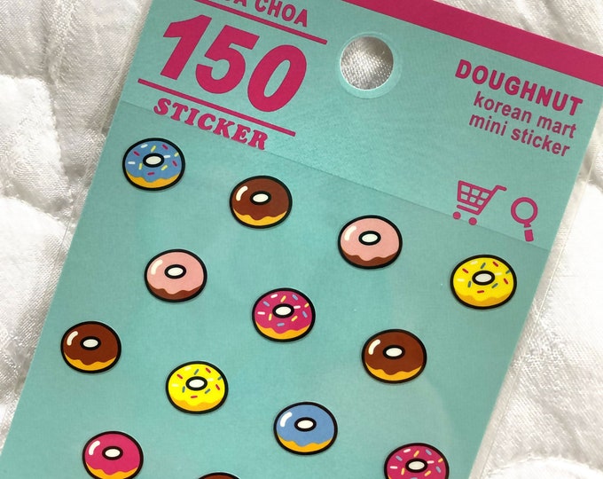 Kawaii Sticker Sheet: Choa Choa Korean Mart Mini Sticker Glazed Donuts ...