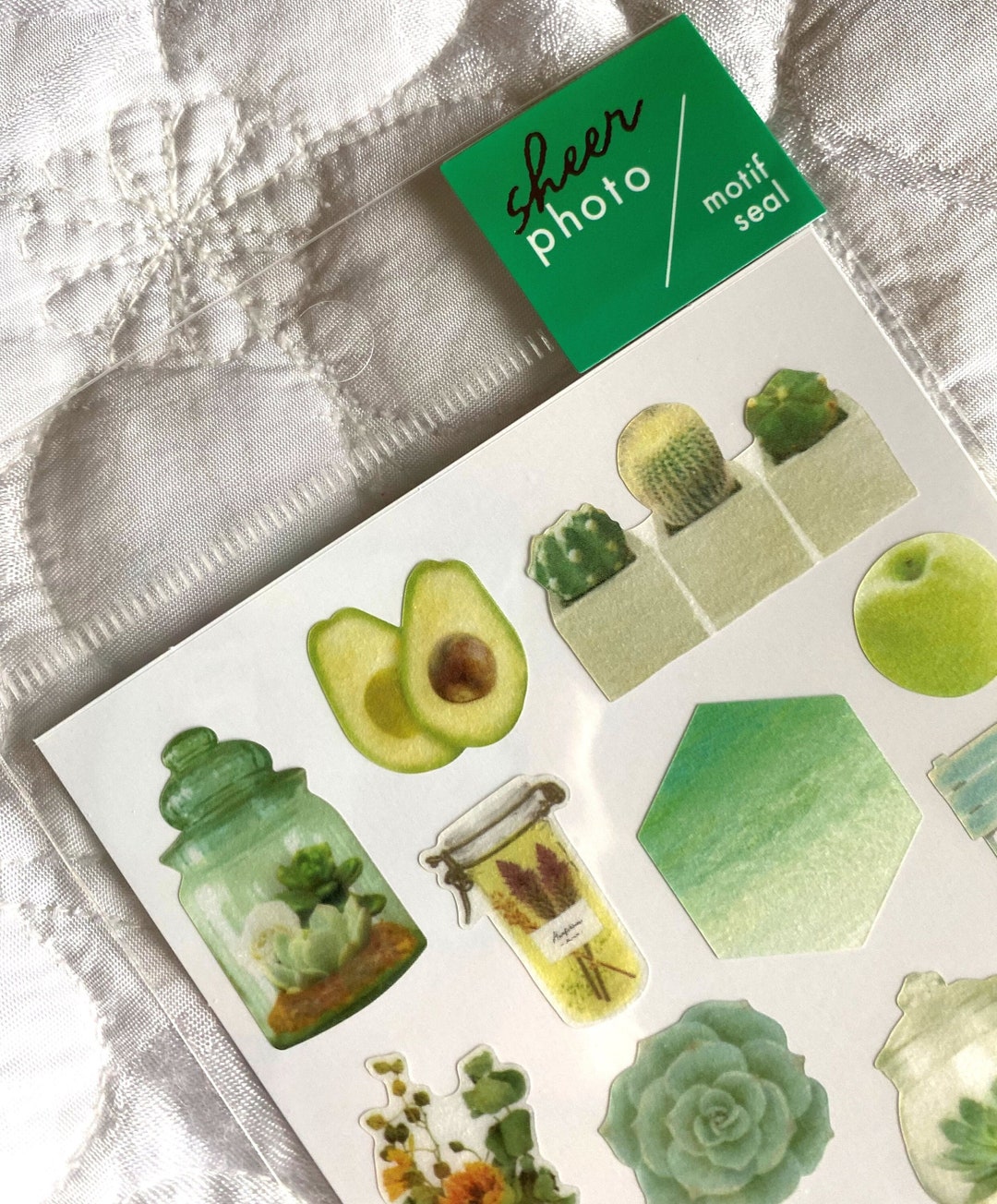 Japan Sticker Sheet Assort: Sheer Photo Series Japanese GREEN Color ...