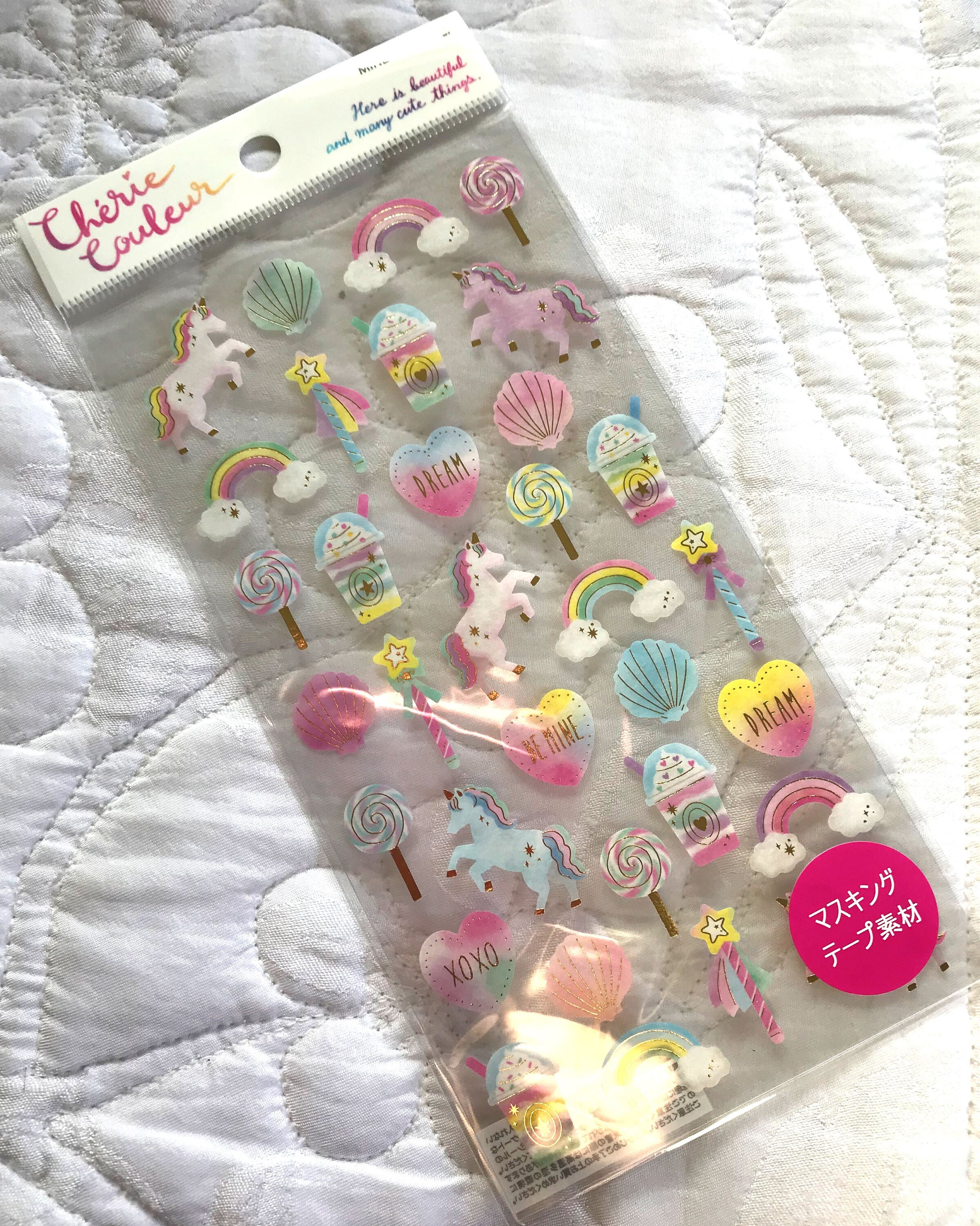 Kawaii Masking Sticker Sheet Mind Wave Cherie Couleur UNICORN TREATS ...