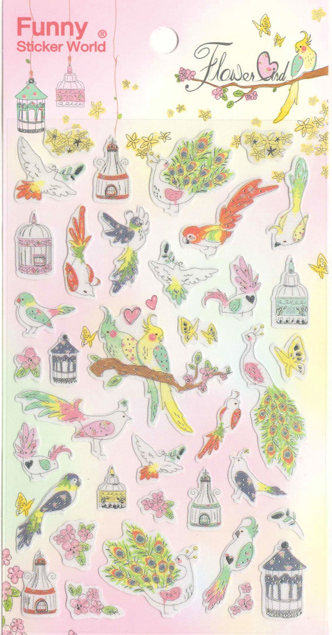 Kawaii Japan Korea Mini Point and Sticker Sheet Assort: Elegant Birds ...