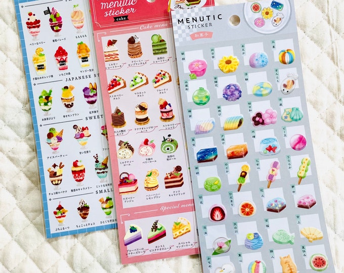 Kawaii Japan Sticker Sheet: Menutic Cafe Sweets Dessert Series Colorful ...