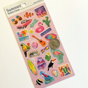 Kawaii Sticker Sheet: Cute Derpy SUMMER BREAK Tropical Paradise Sunset ...