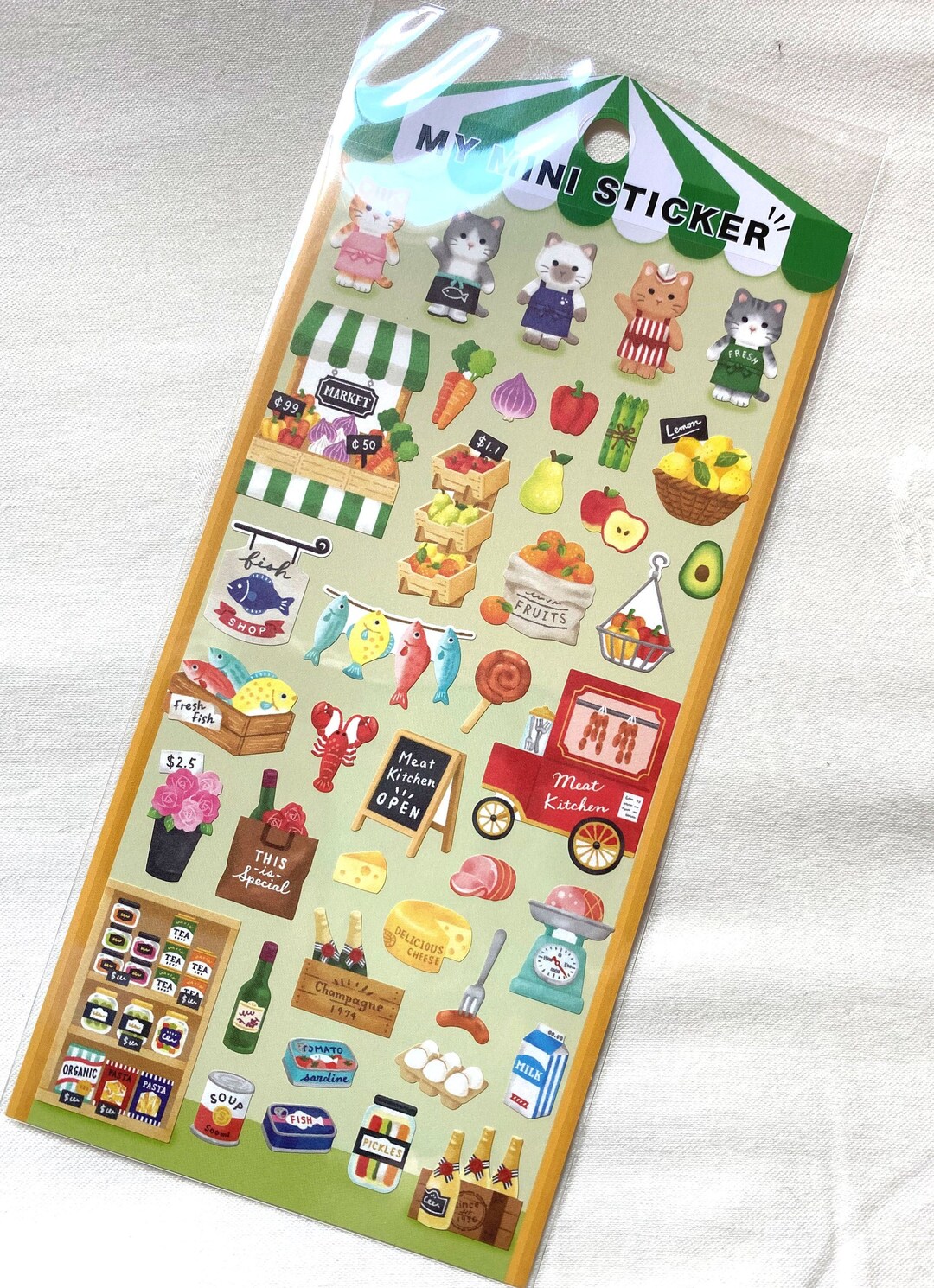 Kawaii Japan Sticker: My Mini Sticker Play CAT Family MARKET - Etsy