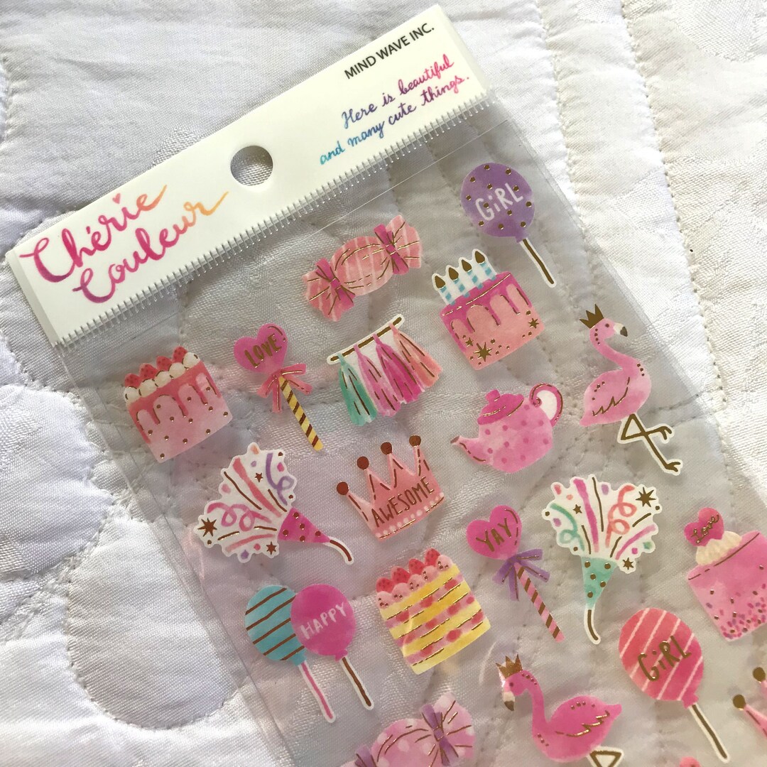 Kawaii Masking Sticker Sheet Mind Wave Cherie Couleur PINK PARTY ...