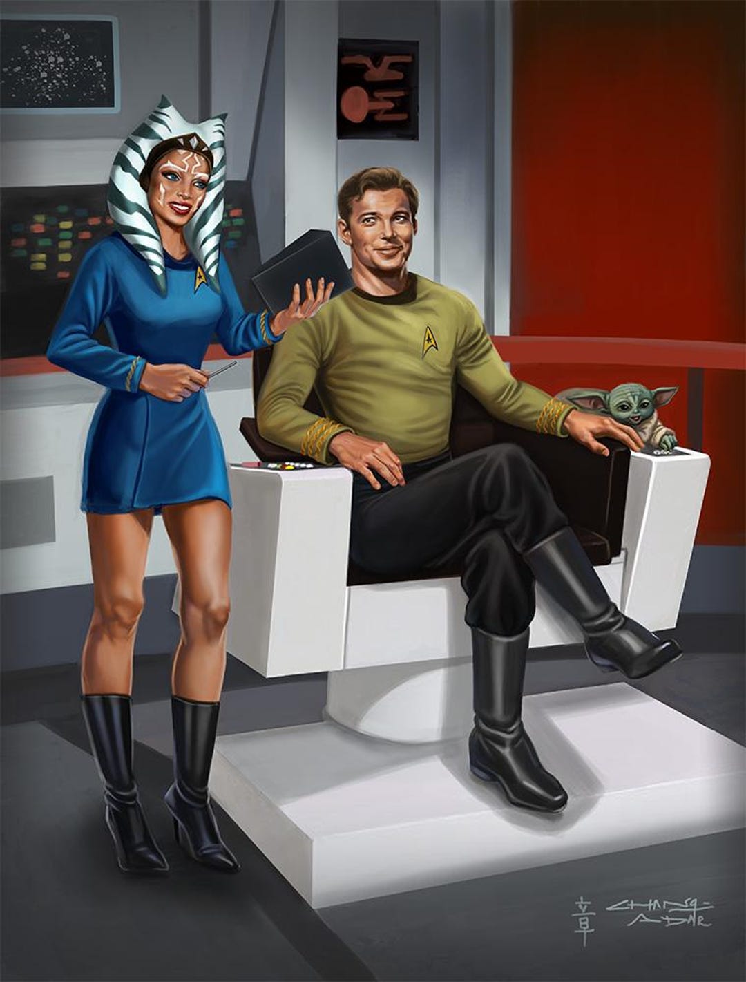 Ahsoka Tano & Captain Kirk Art Print: Star Wars Star Trek Mashup (8 ...