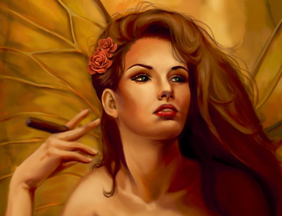 13x17 Signed Naughty Faerie Smoking a Cigar Print - Etsy