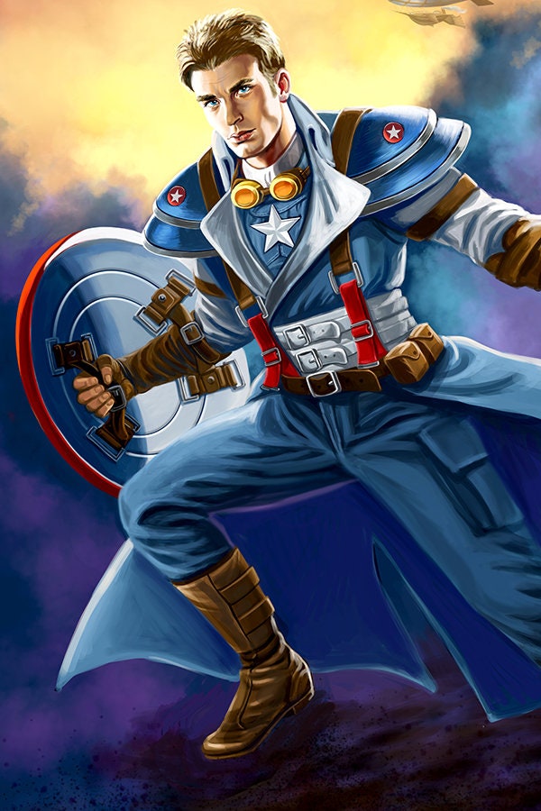 Signed Steampunk Chris Evans Captain America 8.5 X 11 Print - Etsy