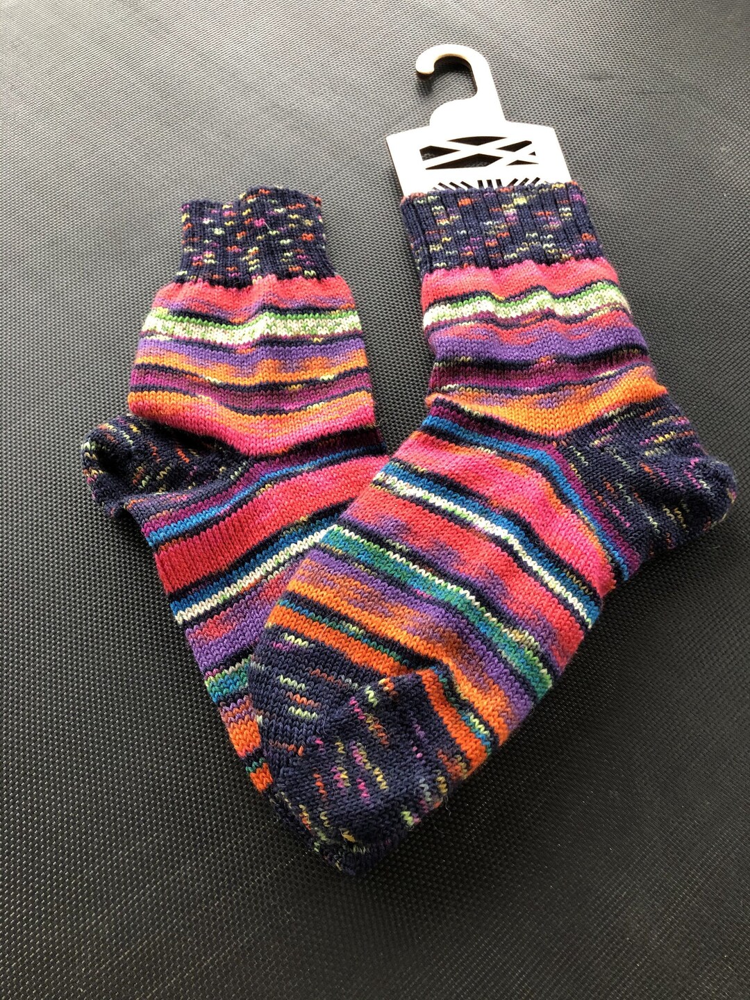 Scrappy Socks From Wool Striped Hand Knitted Gift is Ready to - Etsy