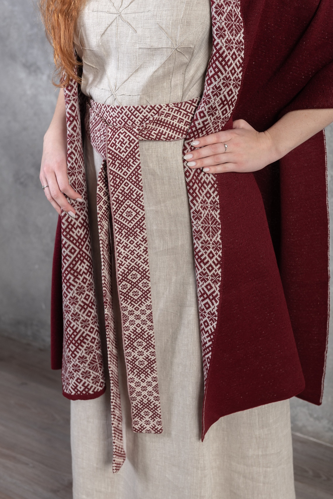 Latvian Folk Costume Set With a Shoulder Scarf, Lielvarde Belt, and a ...