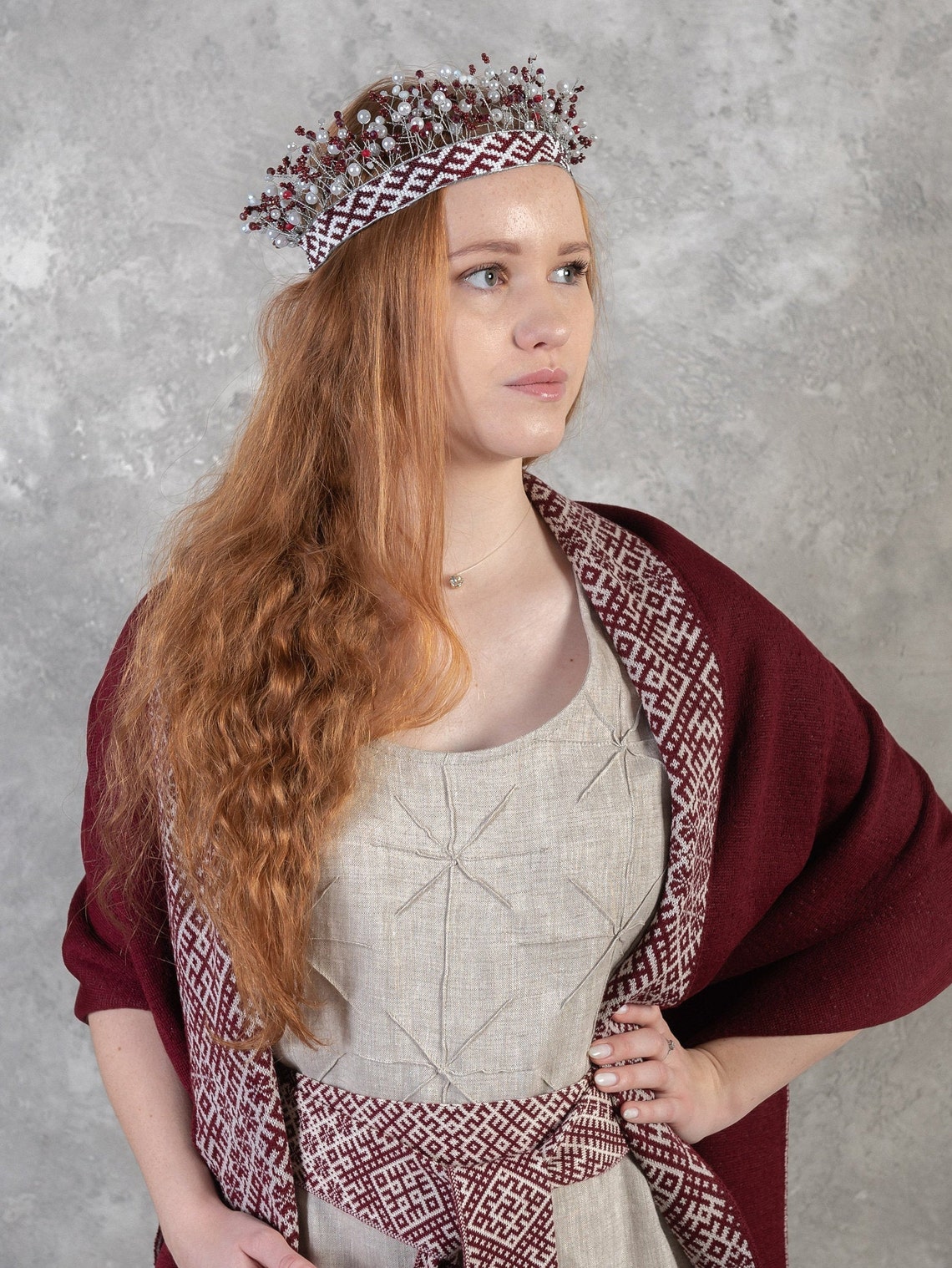 Latvian Folk Costume Set With a Shoulder Scarf, Lielvarde Belt, and a ...
