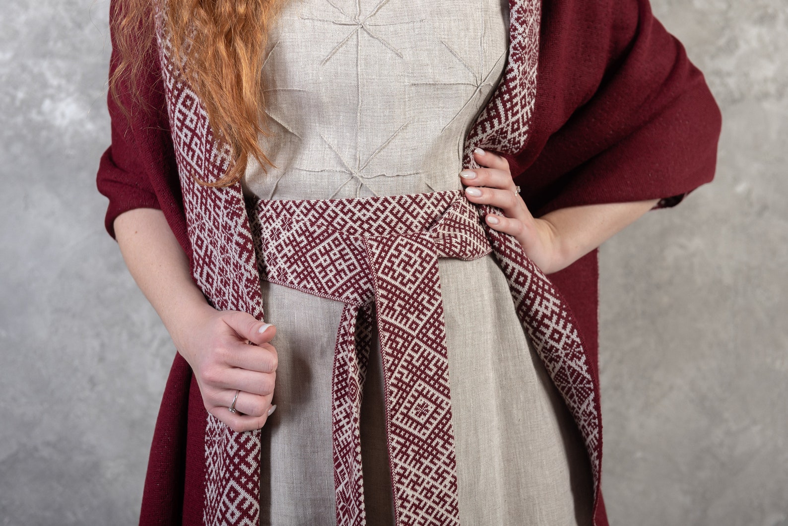 Latvian Folk Costume Set With a Shoulder Scarf, Lielvarde Belt, and a ...