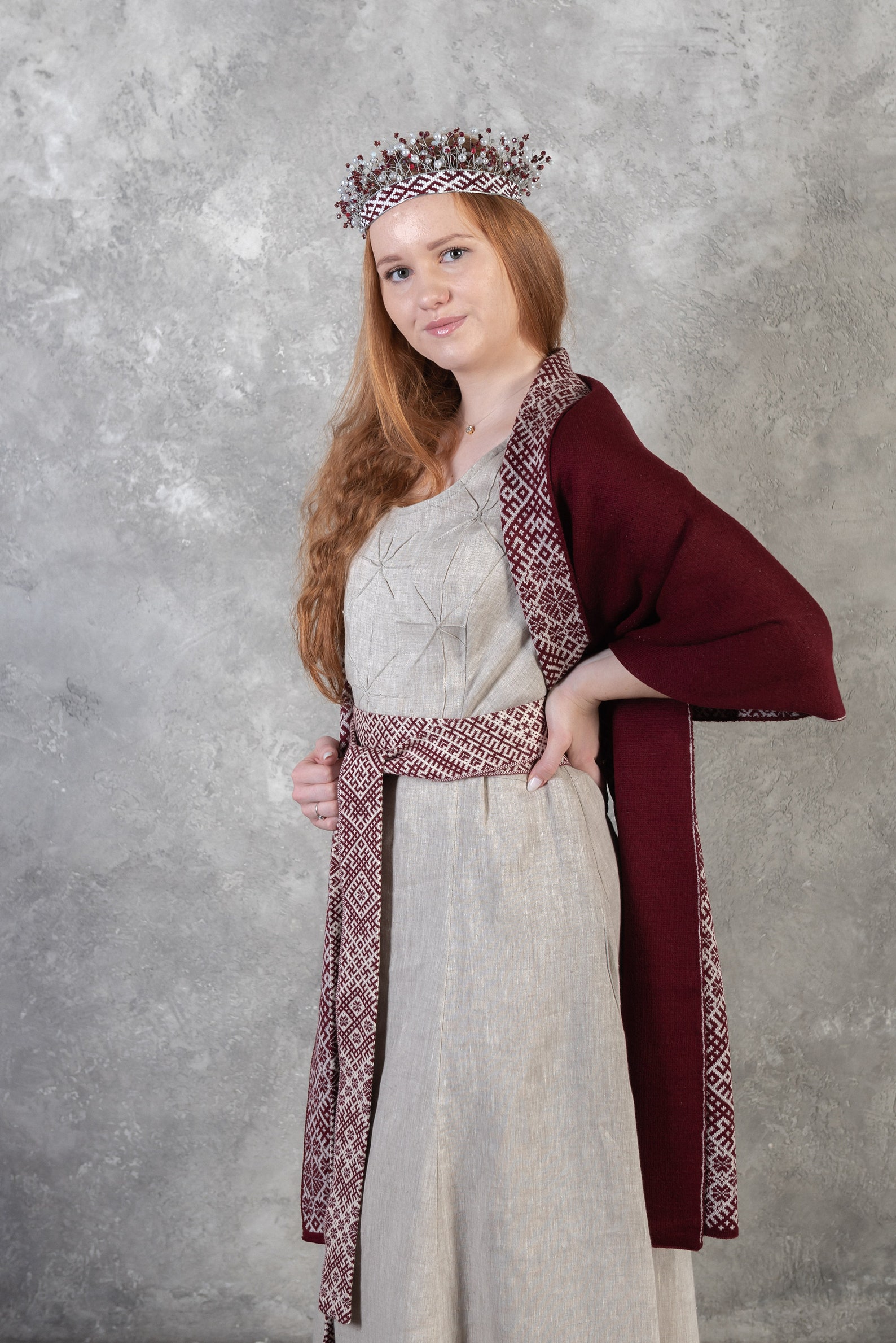 Latvian Folk Costume Set With a Shoulder Scarf, Lielvarde Belt, and a ...