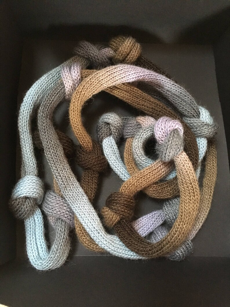 Knitted Necklace With Knots Handmade Collar From Wool | Etsy