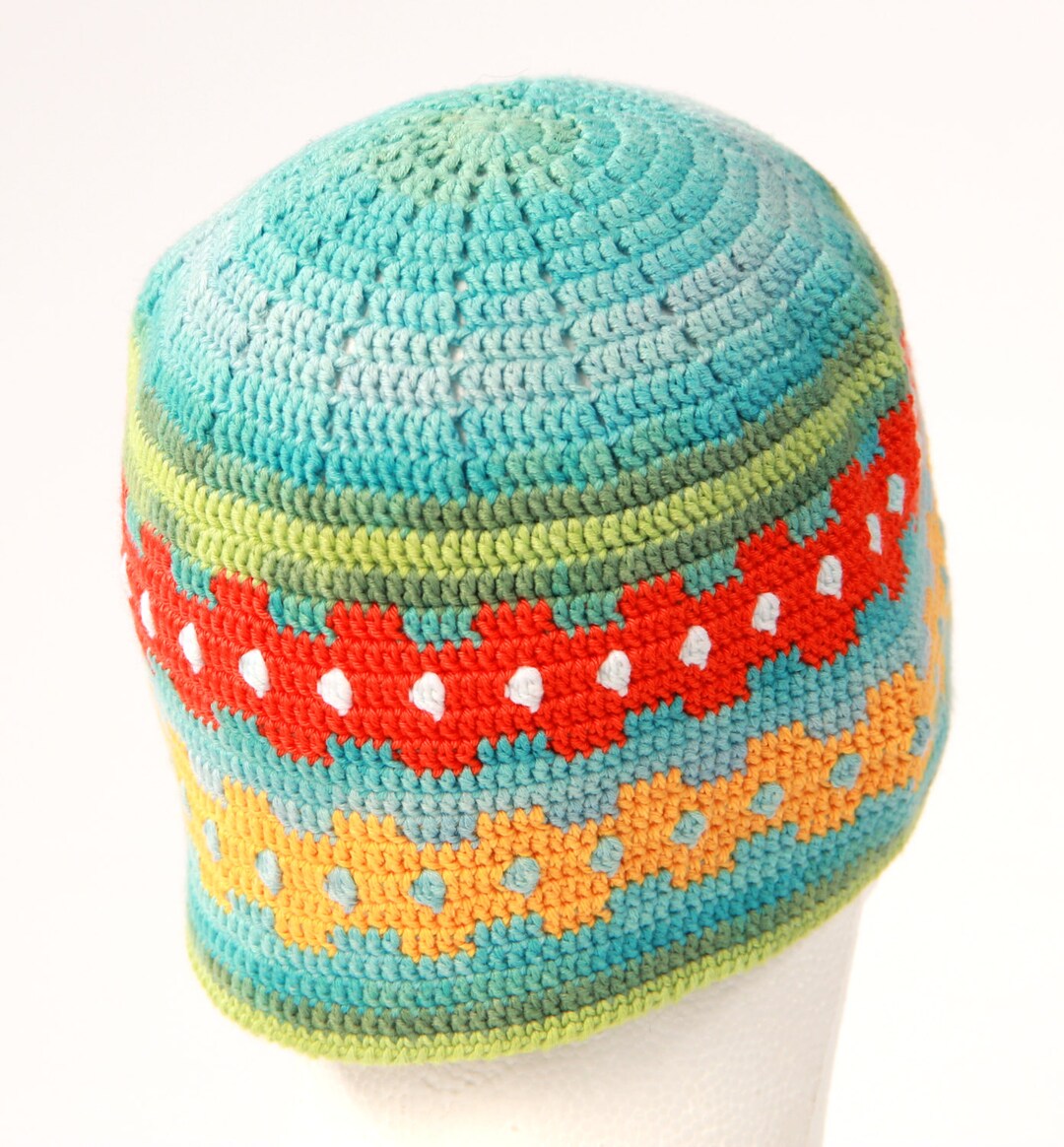 Light Blue Crochet Hat, Skullcap, Cotton Hippie Hat - Etsy