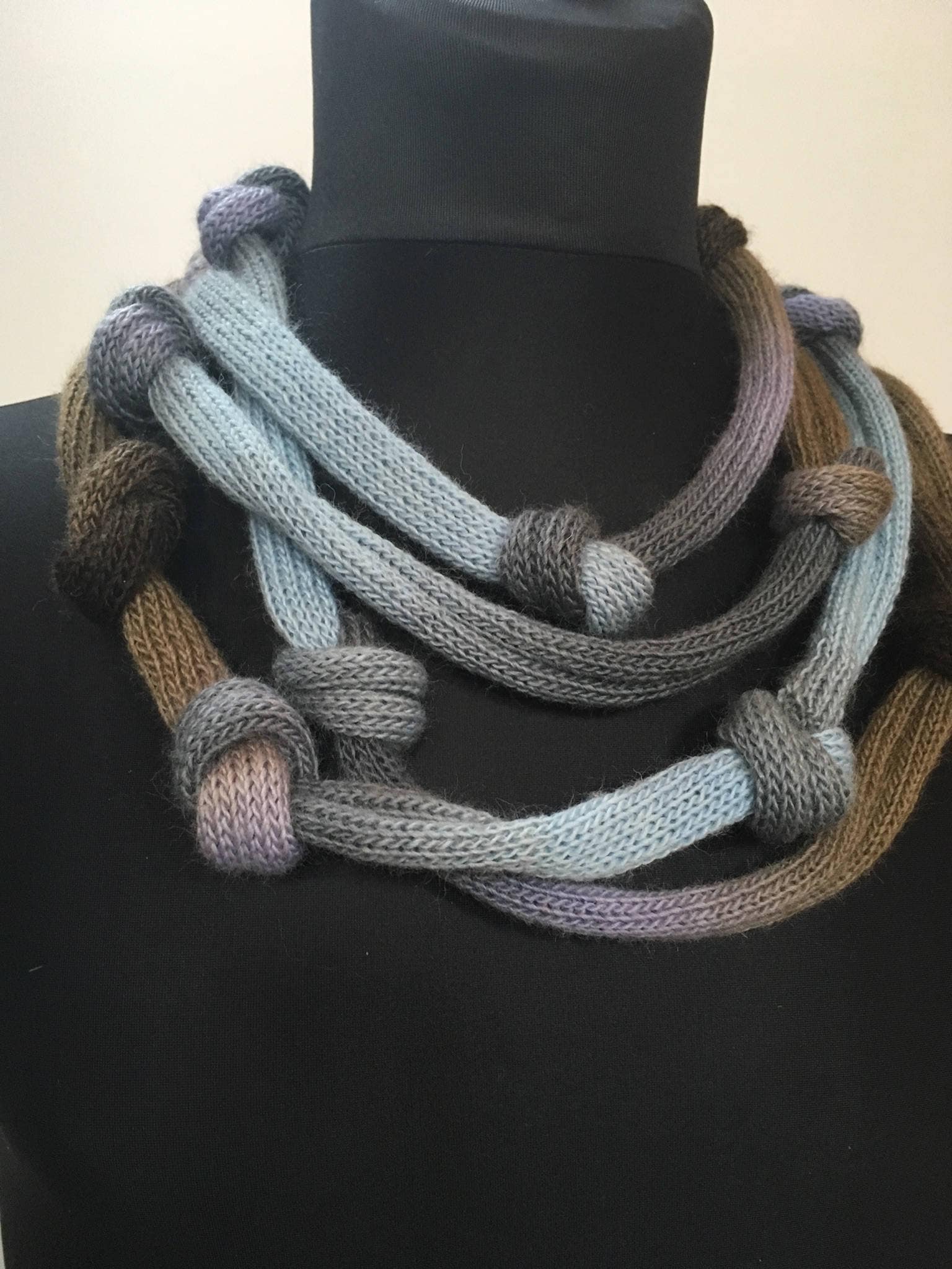 Knitted Necklace With Knots Handmade Collar From Wool - Etsy