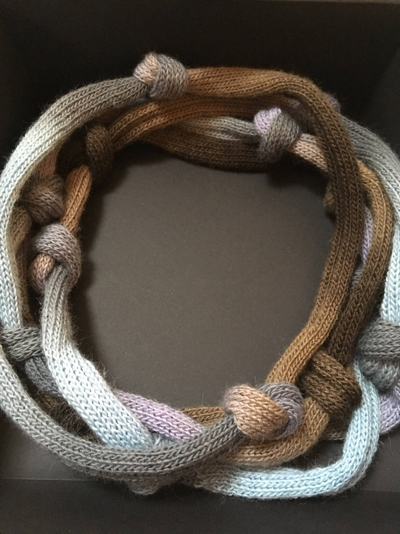 Knitted Necklace With Knots Handmade Collar From Wool - Etsy