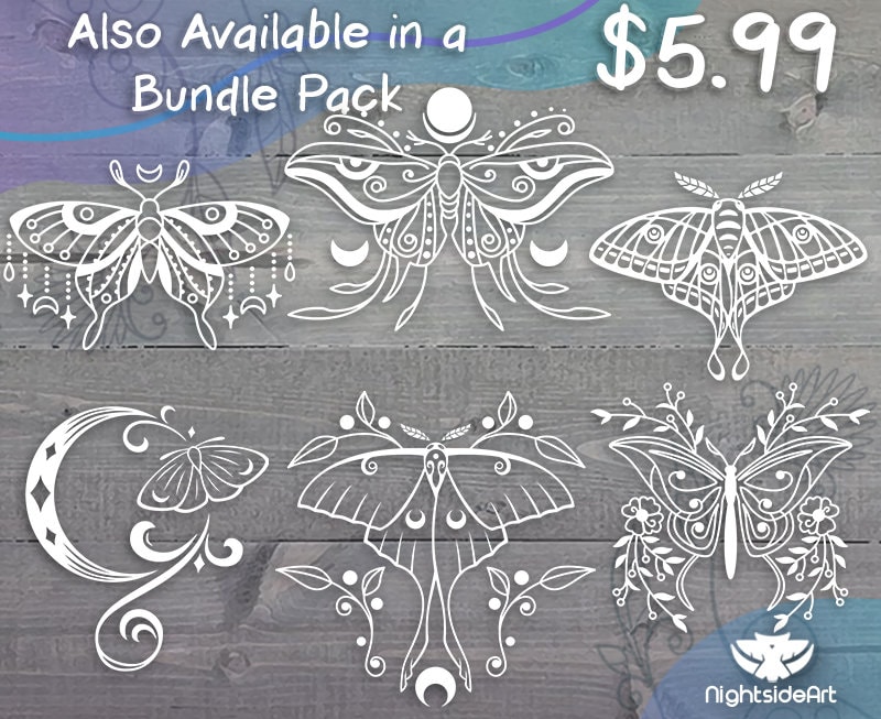 Celestial Moon Moth Cut Files for Cricut and Silhouette .svg .png .jpg ...
