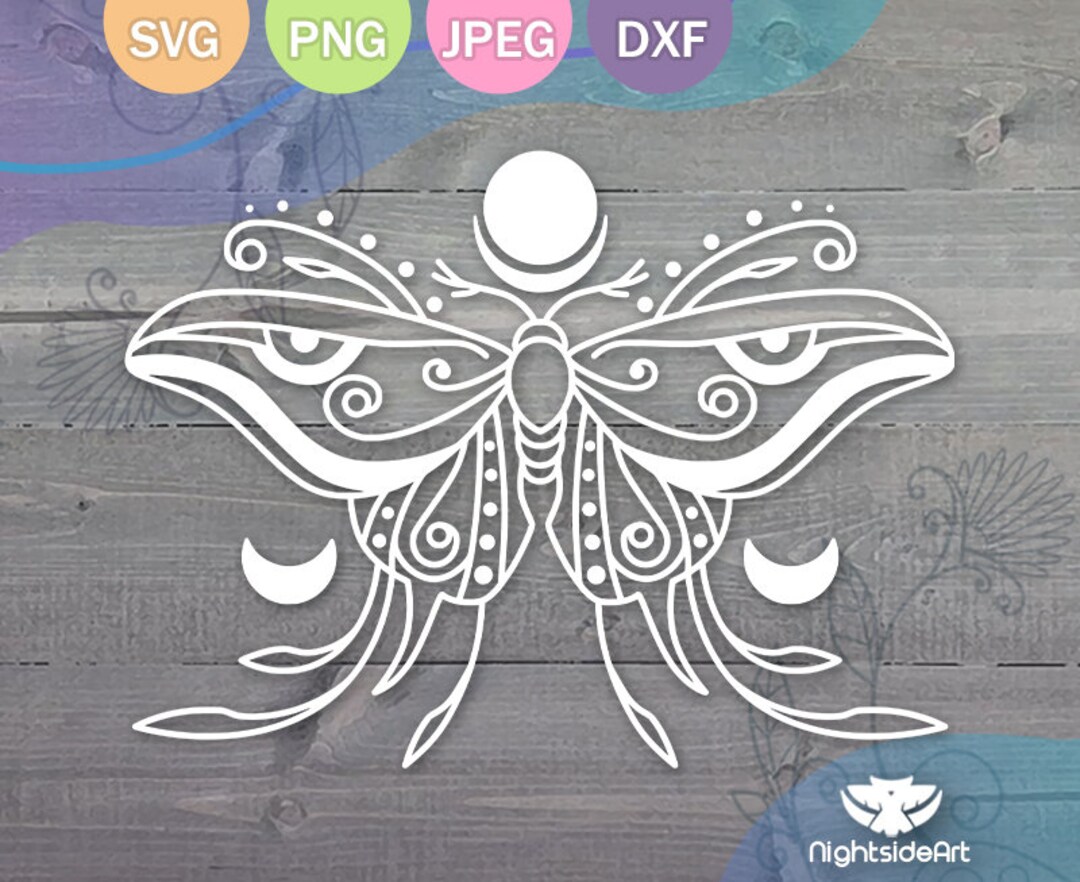 Celestial Moon Moth Cut Files for Cricut and Silhouette .svg .png .jpg ...