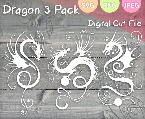 Dragon 3 Pack Cut Files for Cricut and Silhouette | Etsy