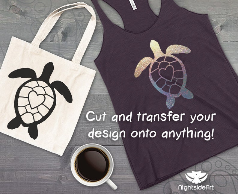 Sea Turtle With Heart Cut Files for Cricut and Silhouette .svg .png ...