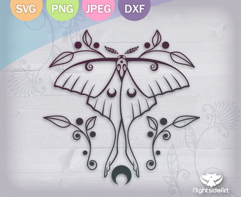 Floral Luna Moth Cut Files for Cricut and Silhouette - Etsy