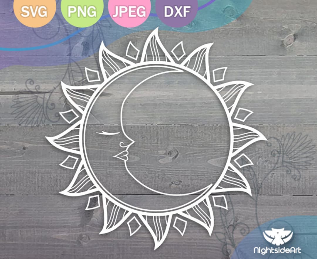 Moon and Sun Cut Files for Cricut and Silhouette .svg .png .jpg .dxf - Etsy