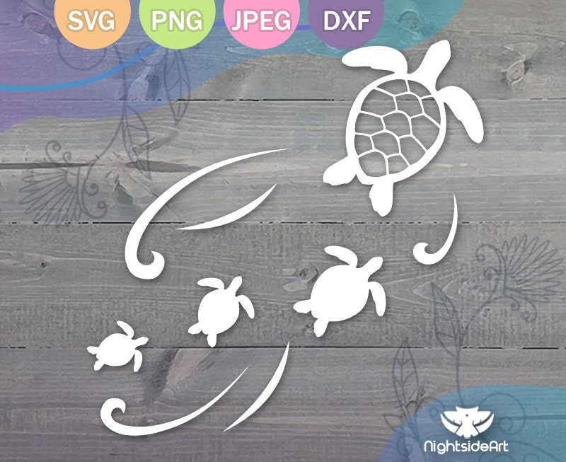 Sea Turtle Family Cut Files for Cricut and Silhouette .svg .png .jpg ...
