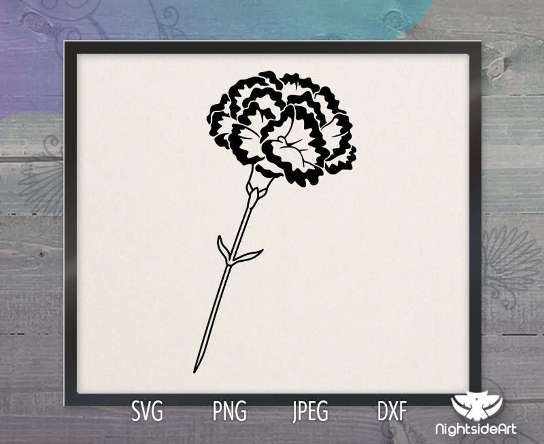 Carnation SVG , Flower Outline, Carnation Clipart, Wildflower SVG ...