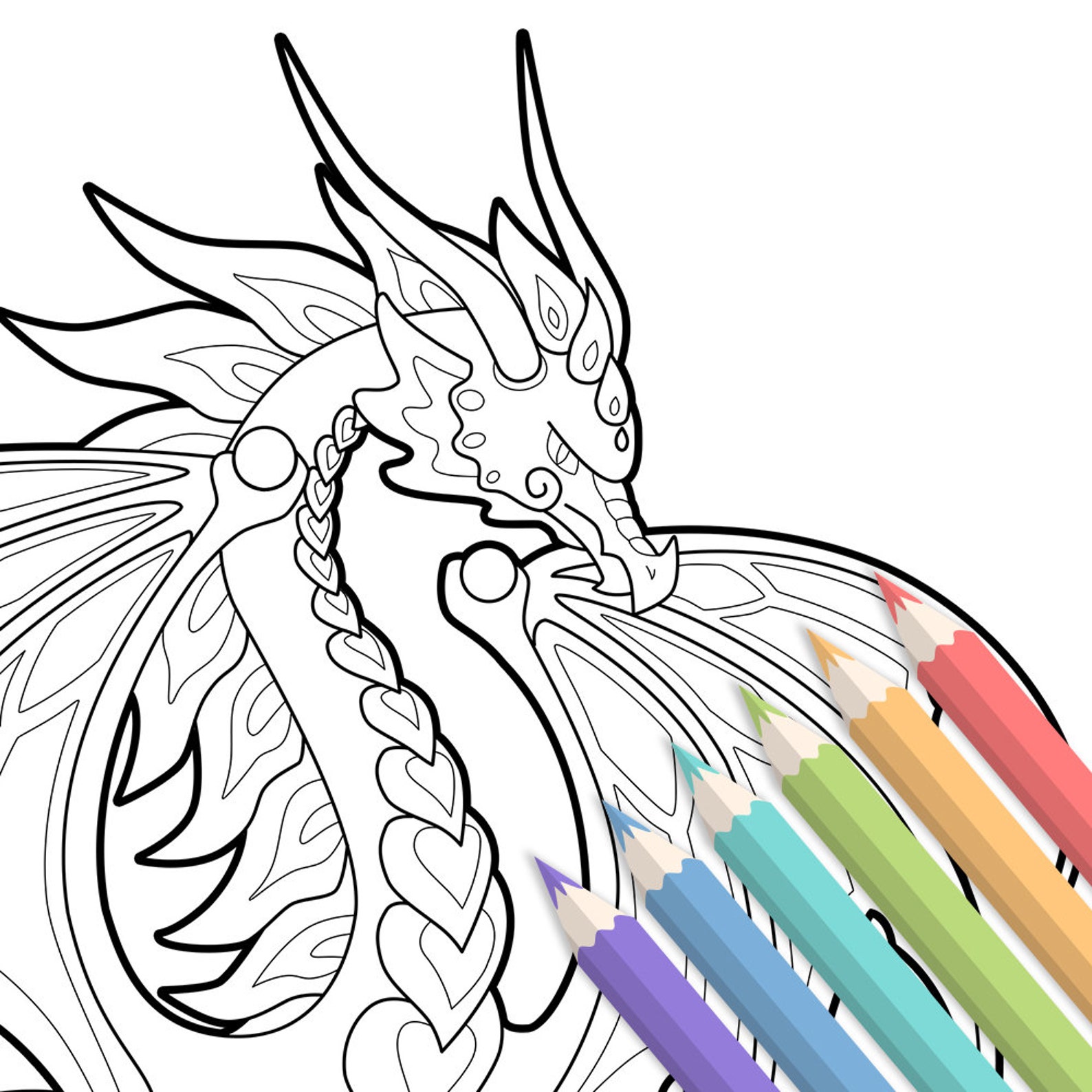 Fire Dragon Coloring Page, Flying Dragon, Cute Dragon Coloring Page ...