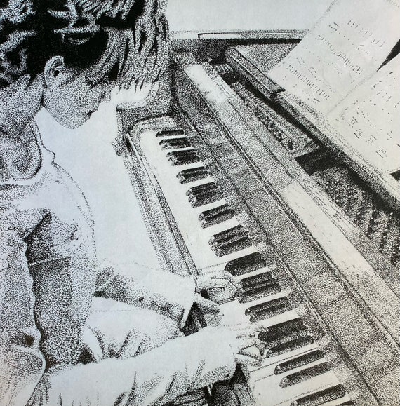 Girl Playing Piano Drawing