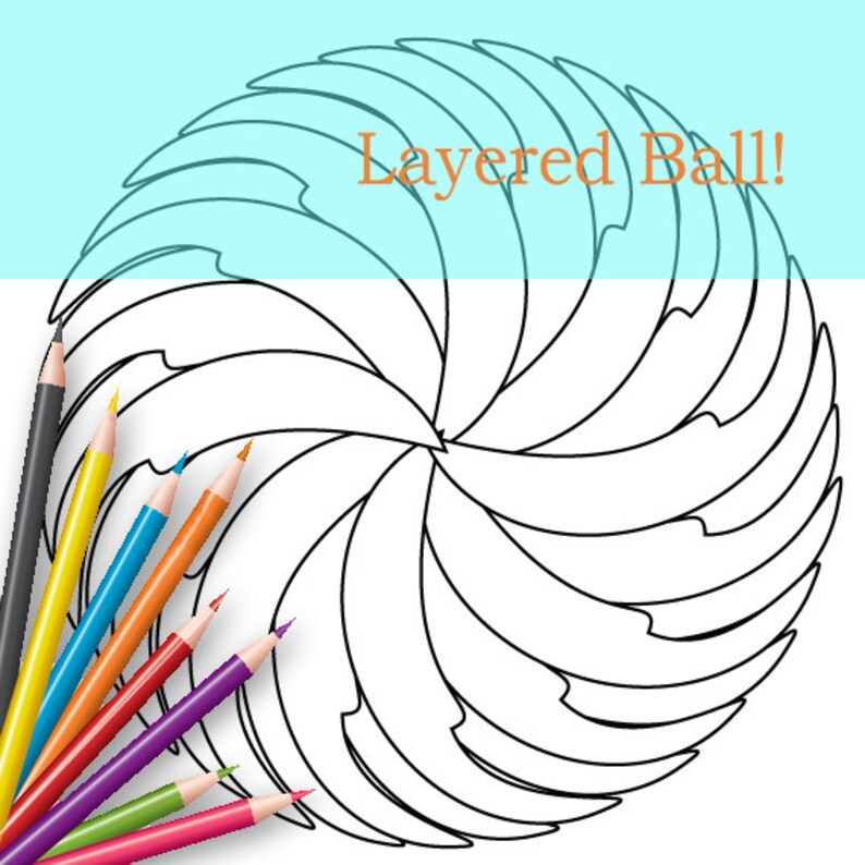 Layered Ball - Printable Coloring Book Page - Geometric - Etsy