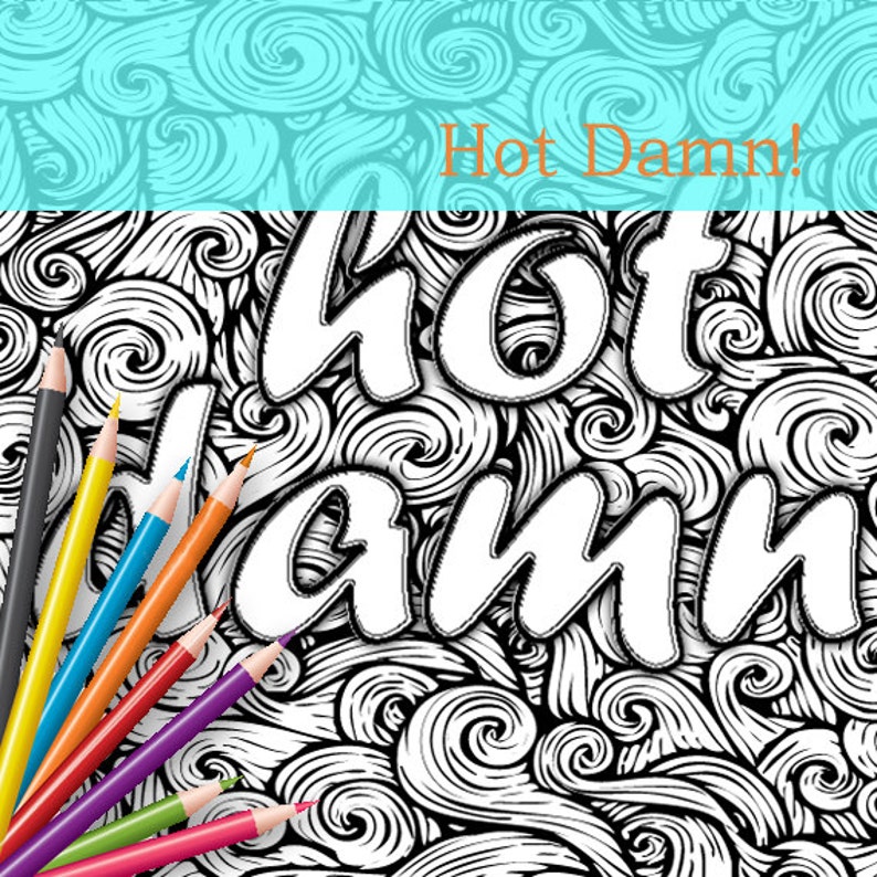 Hot Damn - Printable Coloring Book Page - Southern Slang - Etsy