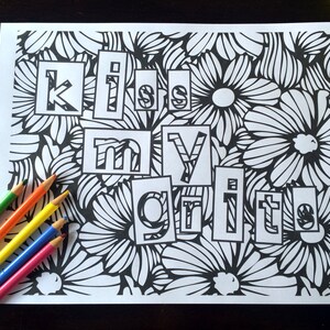 Kiss My Grits Printable Coloring Book Page Southern Slang - Etsy