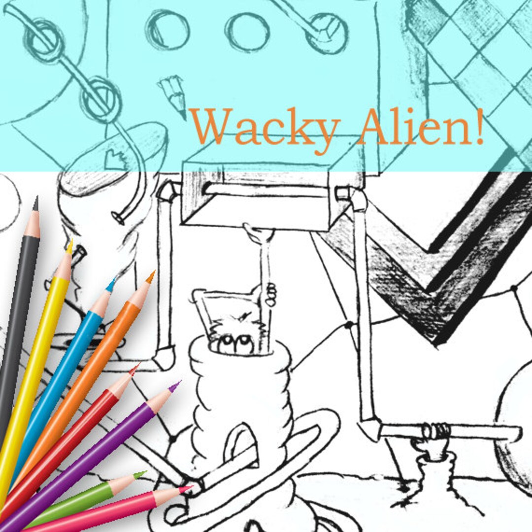 Wacky Alien - Printable Coloring Book Page - Instant Download - Etsy
