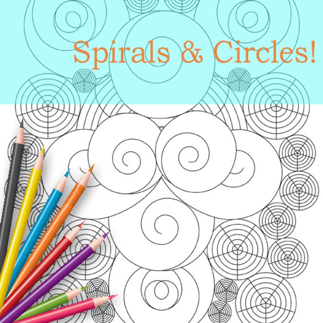 Spirals & Circles - Printable Coloring Page - Watercolor Outline ...