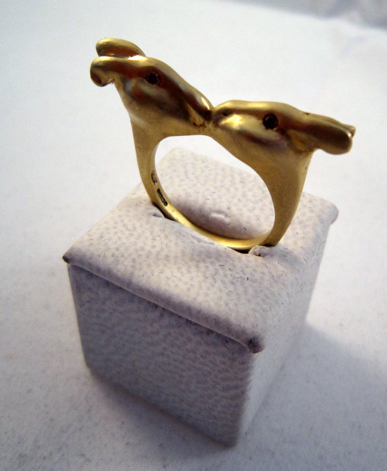 Kissing Rabbits Ring With Diamonds - Etsy
