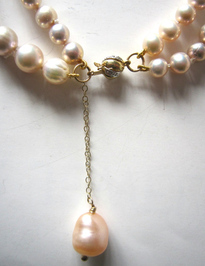 Pearl Necklace 9ct Gold & Diamond Catch - Etsy