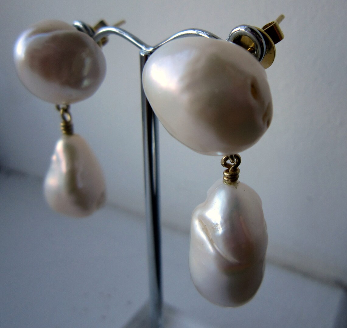 Extra Large Pearl Earrings - Etsy