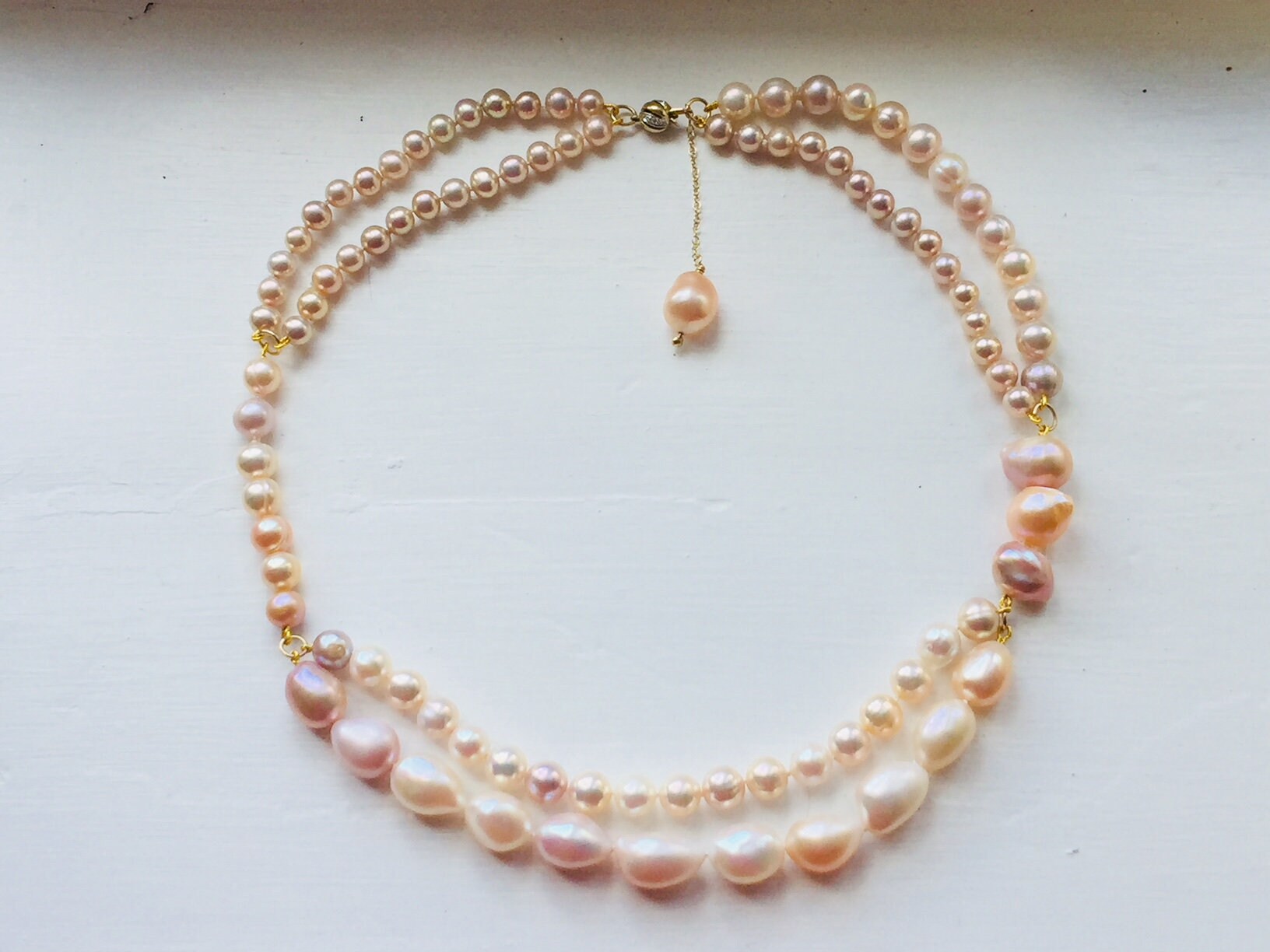 Pearl Necklace 9ct Gold & Diamond Catch - Etsy