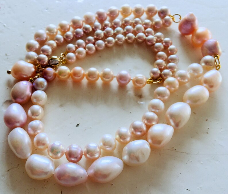 Pearl Necklace 9ct Gold & Diamond Catch - Etsy